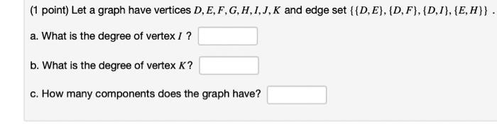 Solved (1 point) Let a graph have vertices D,E,F,G,H,I,J,K | Chegg.com
