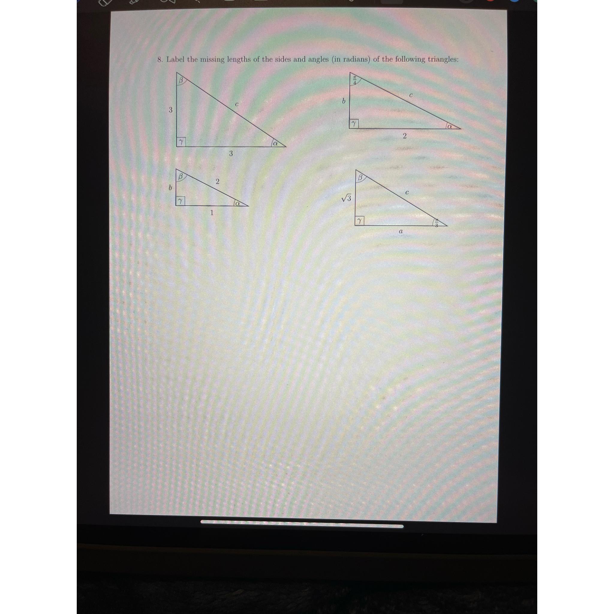 Solved Label the missing lengths of the sides and angles (in | Chegg.com