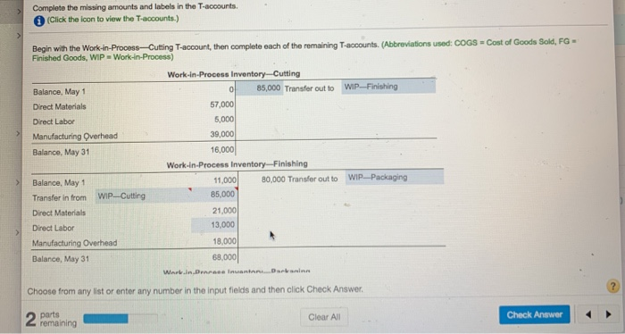 Complete the missing amounts and labels in the | Chegg.com