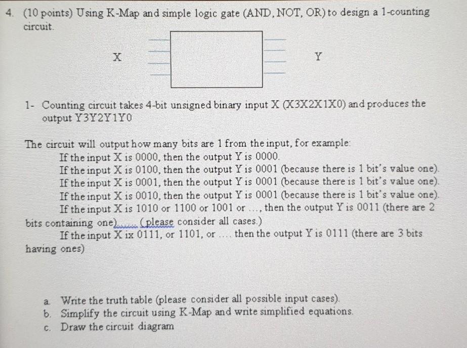 Solved 4. (10 points) Using K-Map and simple logic gate | Chegg.com