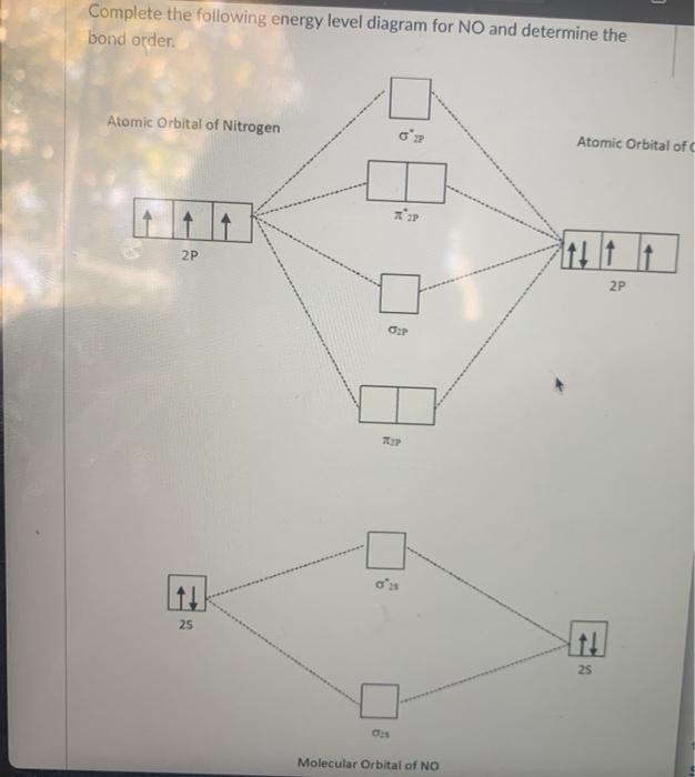Solved Complete the following energy level diagram for NO | Chegg.com