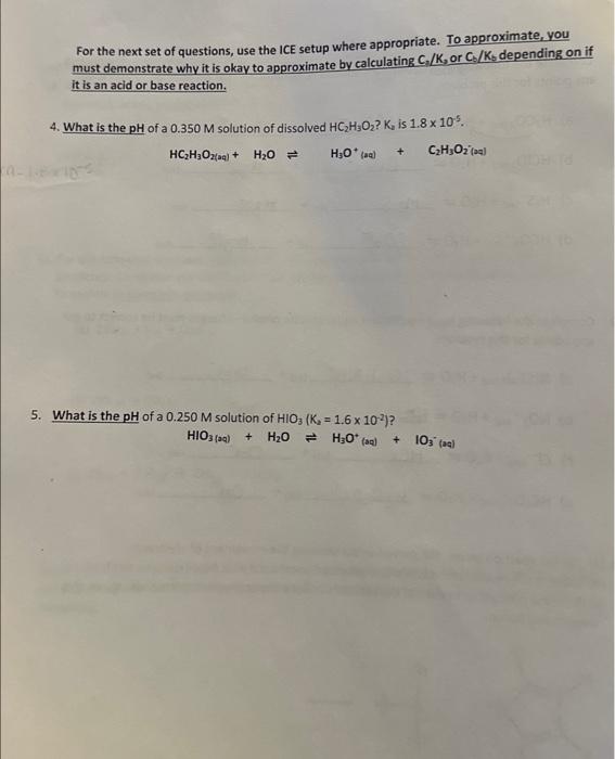 Solved For the next set of questions, use the ICE setup | Chegg.com