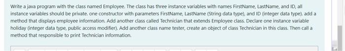 Solved Write a java program with the class named Employee. | Chegg.com