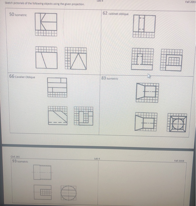 Solved Fall Lab 4 Sketch pictorials of the following objects | Chegg.com