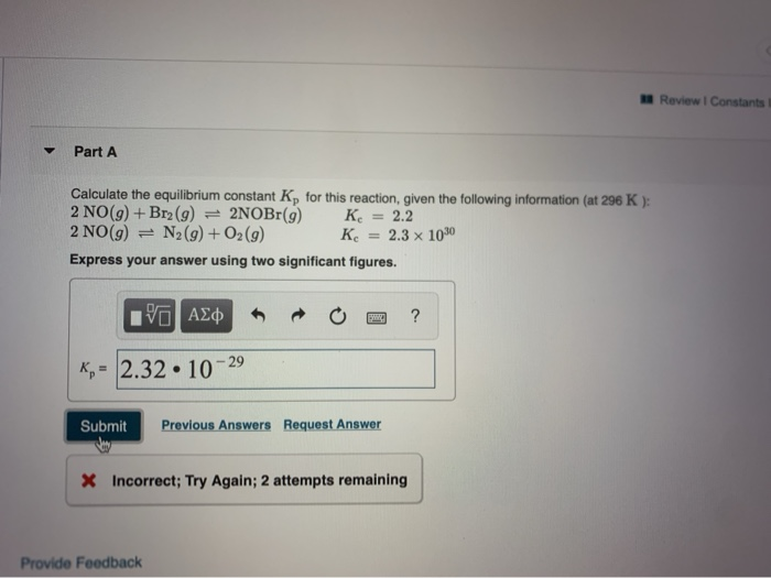 Solved Review Constants Part A Calculate the equilibrium | Chegg.com