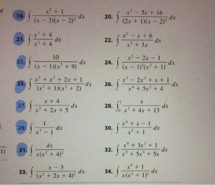 Solved of 19. x + 1 (x - 3)(x - 2) dx 20. x? - 5x + 16 (2x + | Chegg.com