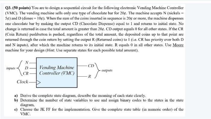 Q3. (50 points) You are to design a sequential | Chegg.com