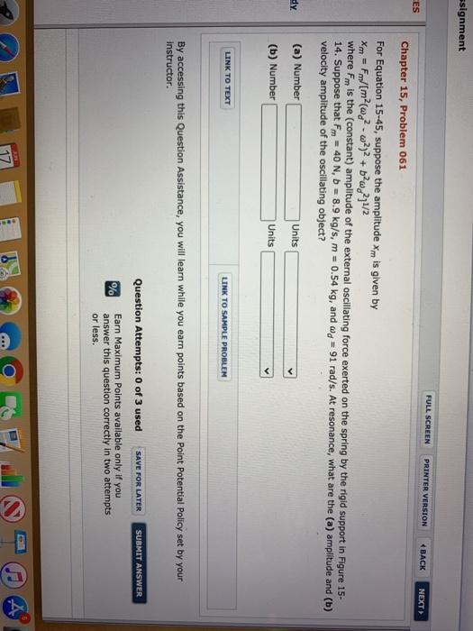 Solved ssignment FULL SCREEN PRINTER VERSION 4 BACK NEXT ES | Chegg.com
