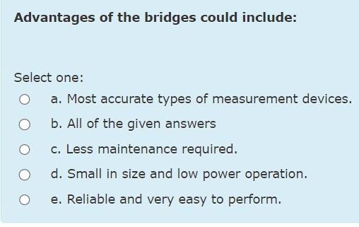 Solved Advantages of the bridges could include:Select one:a. | Chegg.com