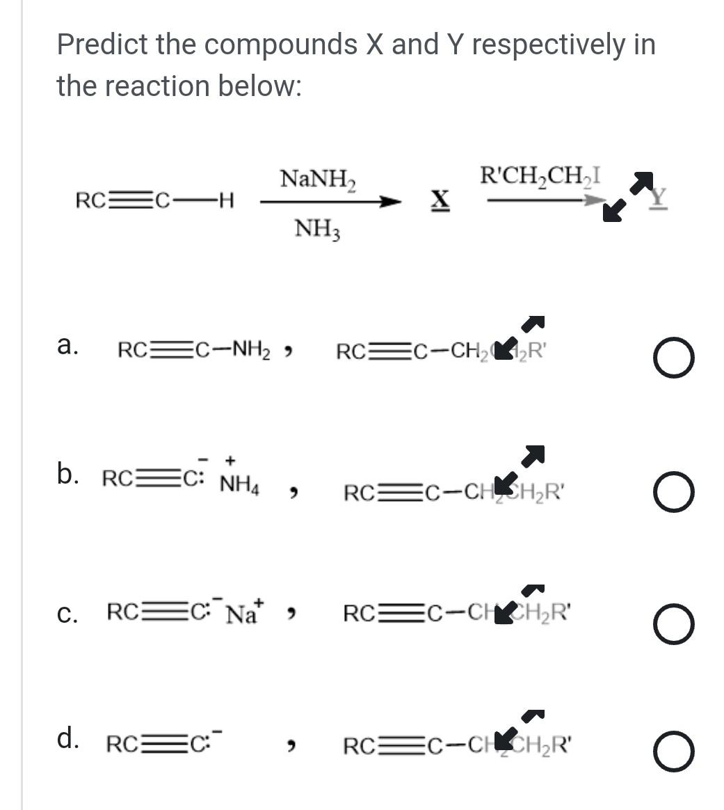 Solved Predict the compounds X and Y respectively in the | Chegg.com