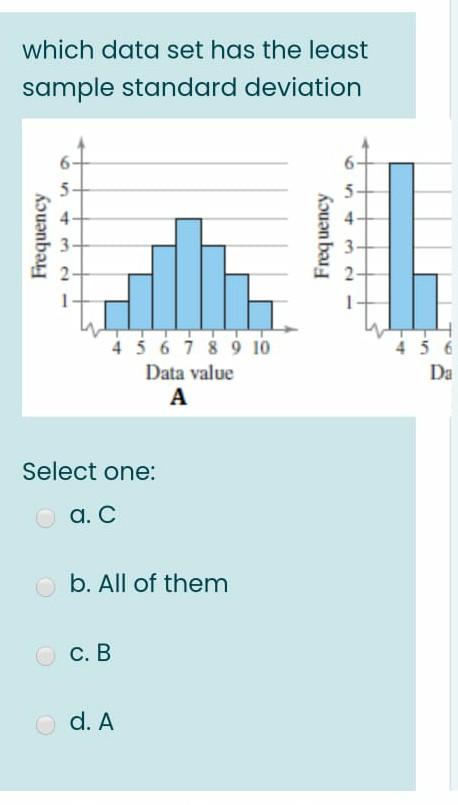 Solved which data set has the least sample standard | Chegg.com