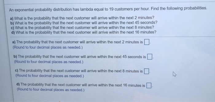 Solved An exponential probability distribution has lambda | Chegg.com