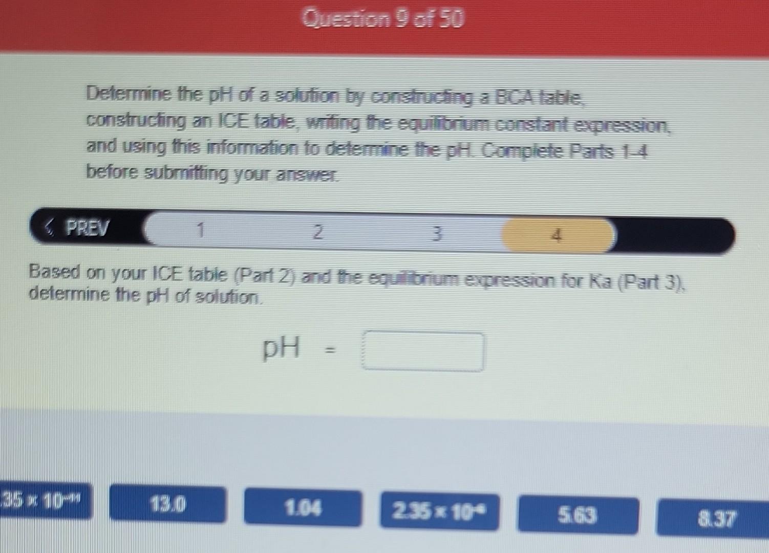 Solved Determine the pH of a solution by constructing a BCA | Chegg.com
