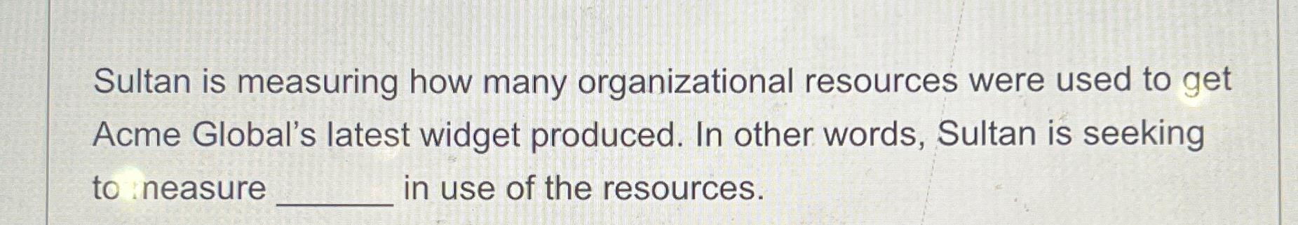 Solved Sultan is measuring how many organizational resources | Chegg.com