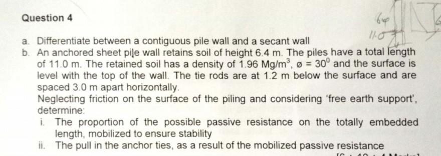 Solved a. Differentiate between a contiguous pile wall and a | Chegg.com
