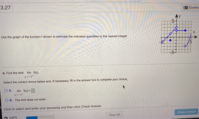Solved 3.27 Questio AY 5 х Use the graph of the function f | Chegg.com
