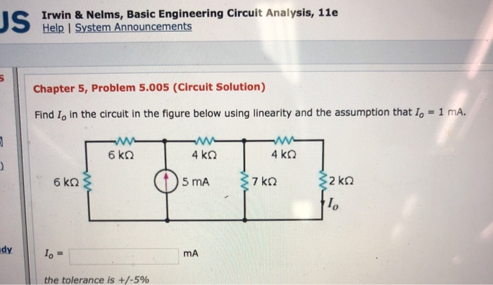Solved Irwin & Nelms, Basic Engineering Circuit Analysis, | Chegg.com
