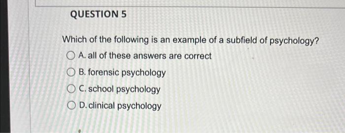 Solved Which of the following is an example of a subfield of | Chegg.com