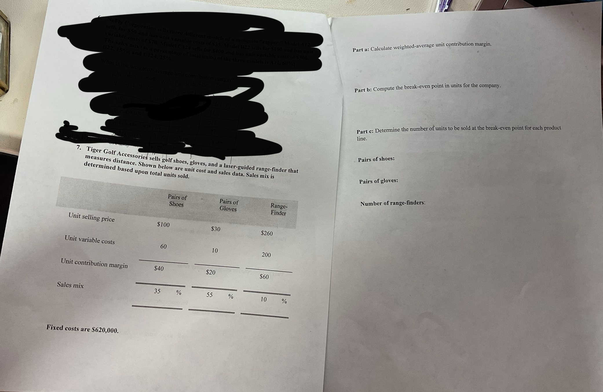 Solved Part a: Calculate weighted-average unit contribution | Chegg.com