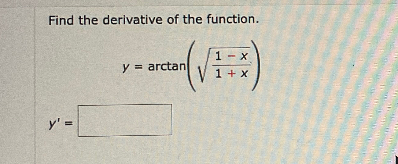 Solved Find the derivative of the | Chegg.com