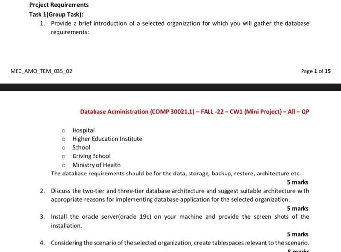 Solved Project Requirements Task 1(Group Task): 1. Provide a | Chegg.com Solved Project Requirements Task 1(Group Task): 1. Provide a | Chegg.com