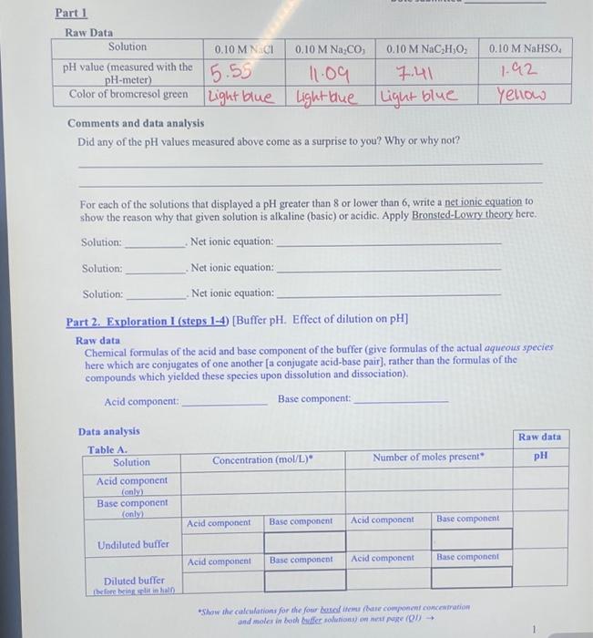 Solved lab report ph measurments buffers all the data | Chegg.com