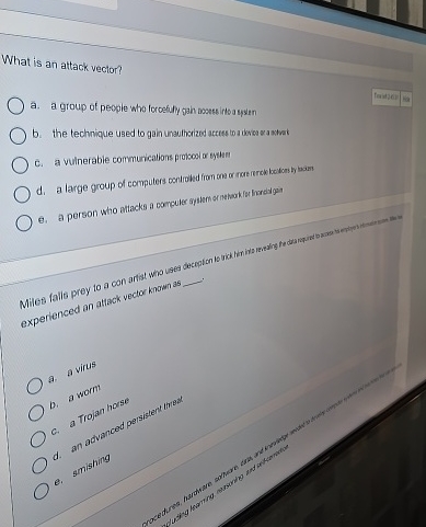 Solved What is an attack vector?taisionb. ﻿the technique | Chegg.com