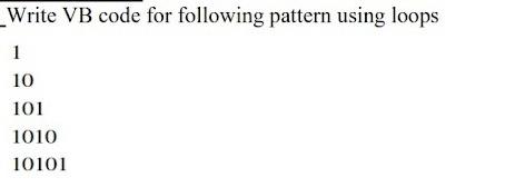 Solved Write VB code for following pattern using loops 1 10 | Chegg.com
