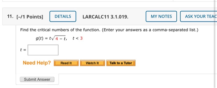 Solved Find the critical numbers of the function. (Enter | Chegg.com