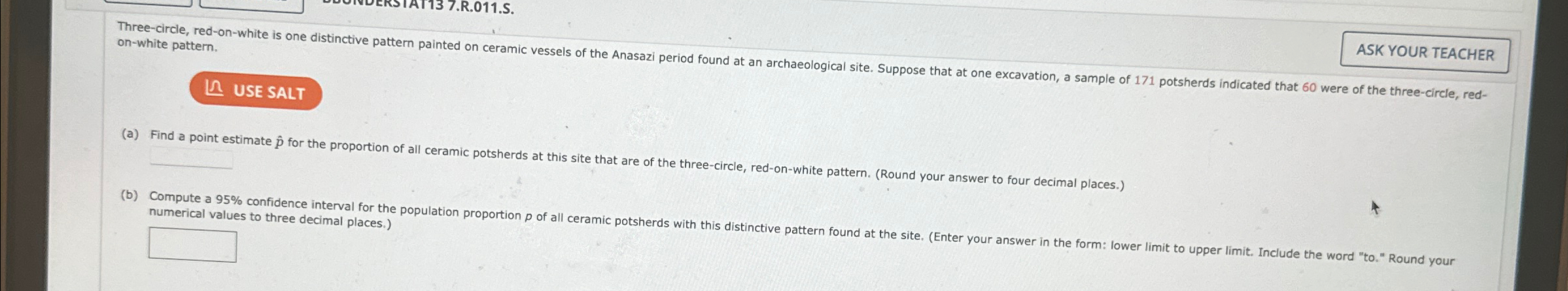 Solved ASK YOUR TEACHERon-white pattern.U USE SALT(a) ﻿Find | Chegg.com