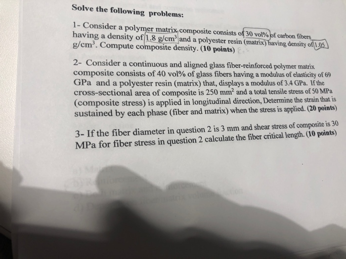 Solved Solve the following problems: 1 - Consider a polymer | Chegg.com