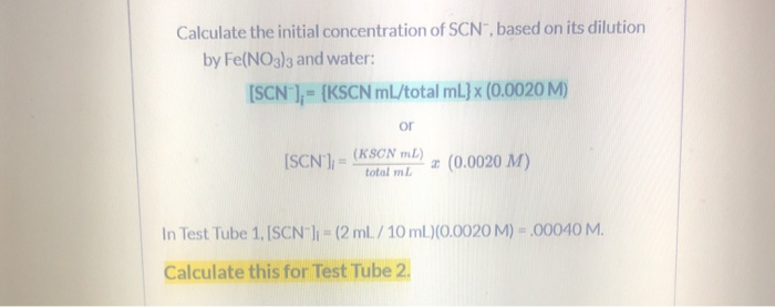 Calculate the initial concentration of Fe3+, based on | Chegg.com