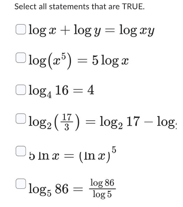 Solved Select all statements that are TRUE. \\[ | Chegg.com