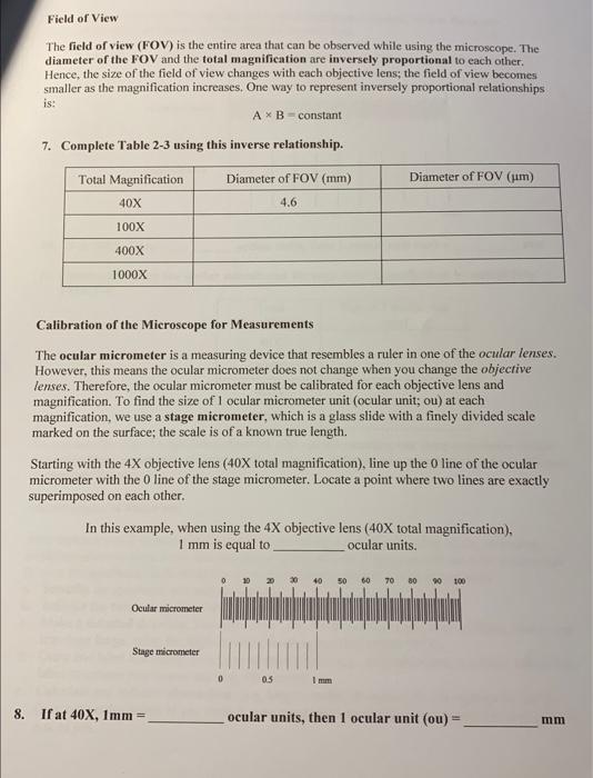 Now let's switch to the 10X objective lens ( 100X | Chegg.com