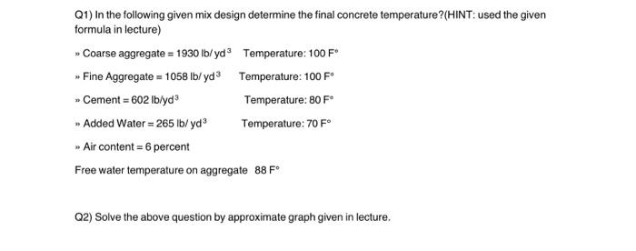 Solved Q1) In the following given mix design determine the | Chegg.com