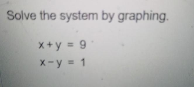 Solved Solve the system by graphing.x+y=9x-y=1 | Chegg.com
