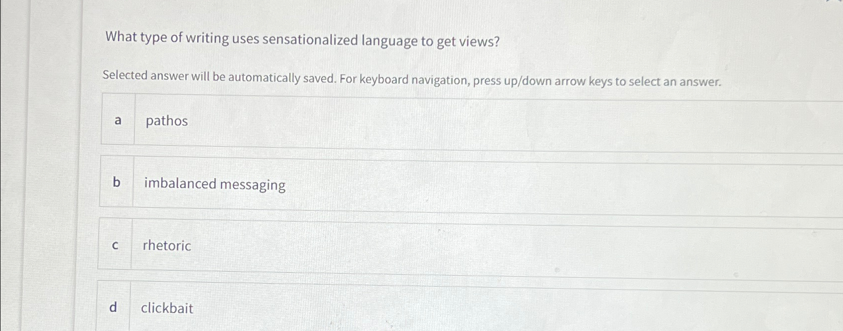 Solved What type of writing uses sensationalized language to | Chegg.com