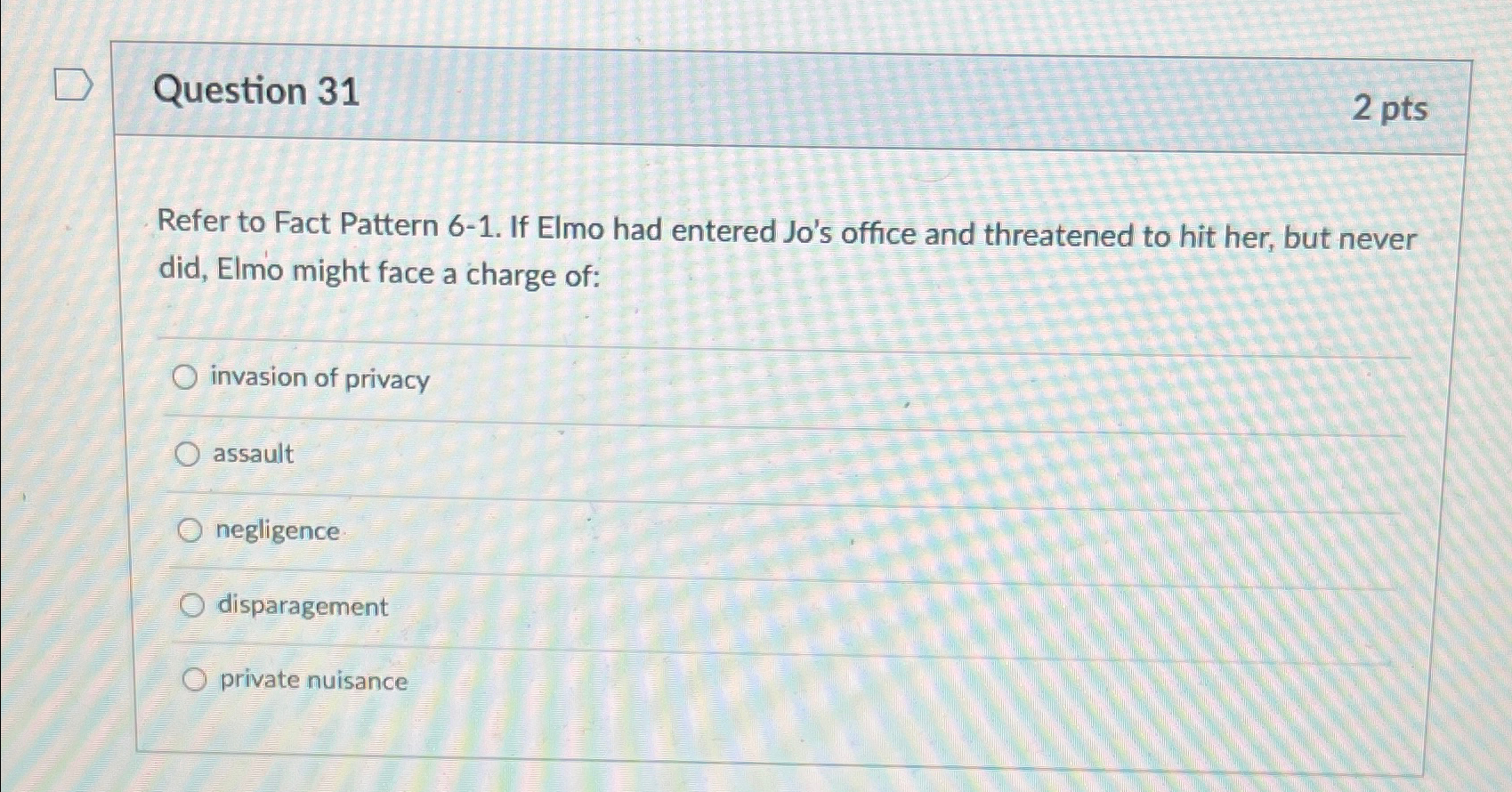 Solved Question 312 ﻿ptsRefer to Fact Pattern 6-1. ﻿If Elmo | Chegg.com