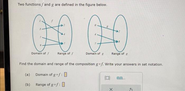 Solved Two functions f and g are defined in the figure | Chegg.com