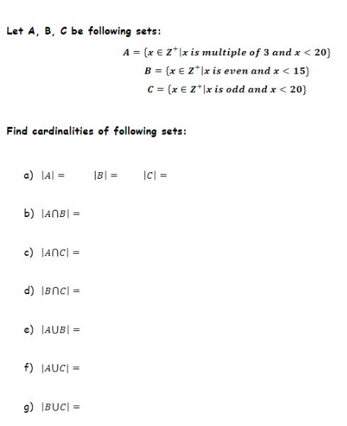 Solved Let A,B,C ﻿be following sets:A={xinZ+|x is ﻿multiple | Chegg.com