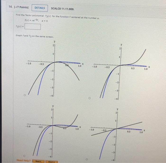 Solved Find the Taylor polynomial 73(x) for the function f | Chegg.com