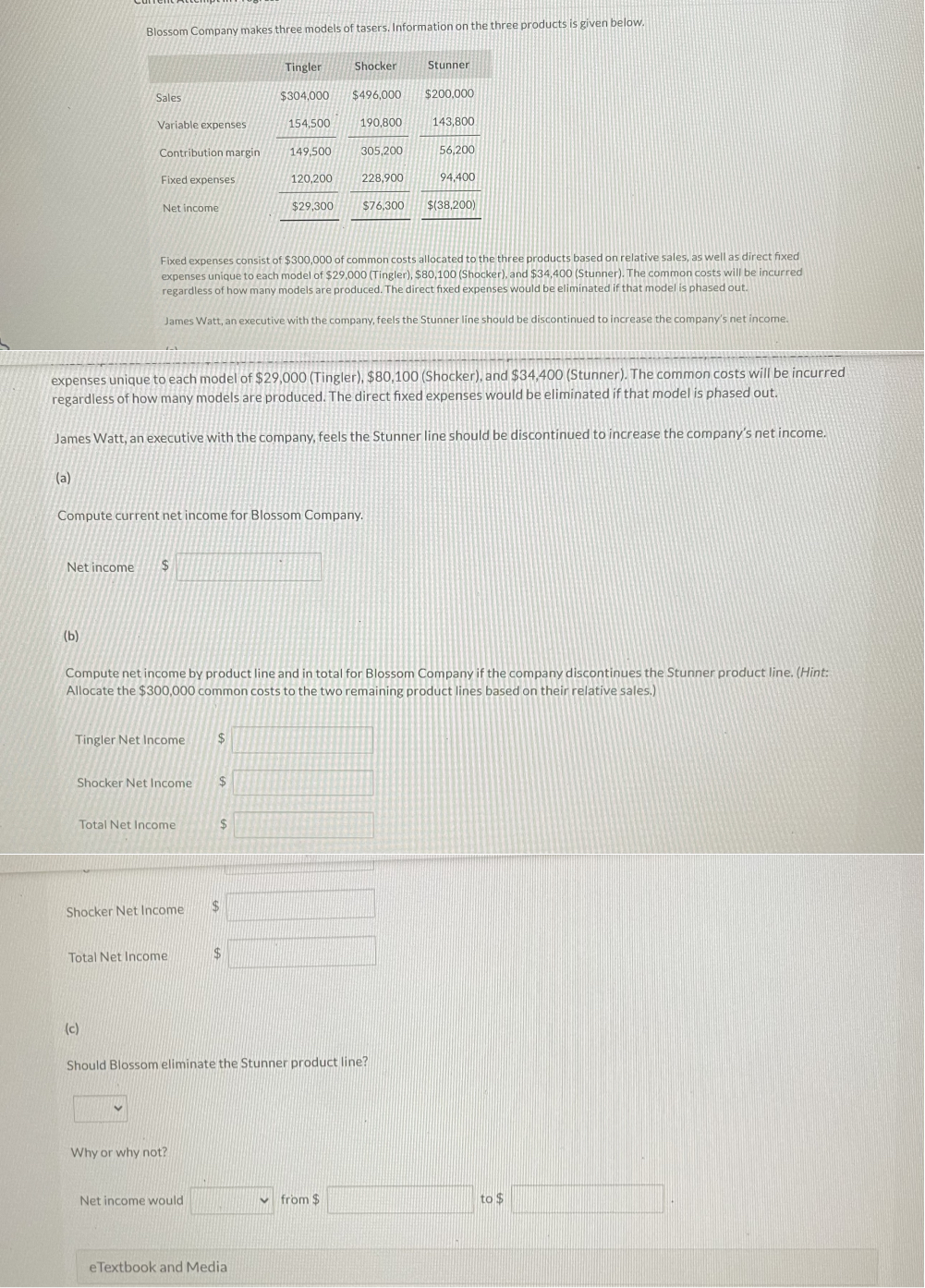 Solved Blossom Company makes three models of tasers. | Chegg.com