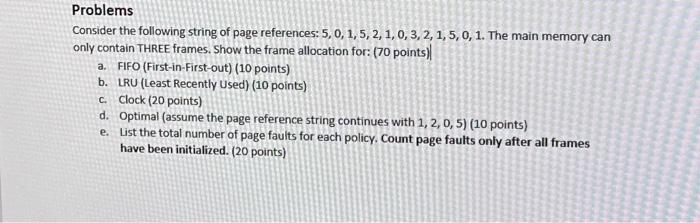 Problems Consider the following string of page | Chegg.com