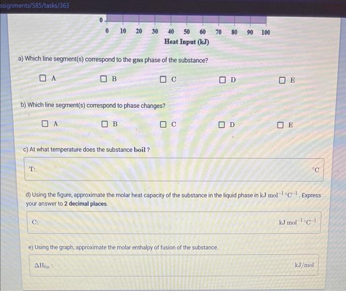 a) Which line segment(s) correspond to the gas phase | Chegg.com