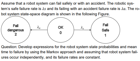 Solved Assume that a robot system can fail safely or with an | Chegg.com