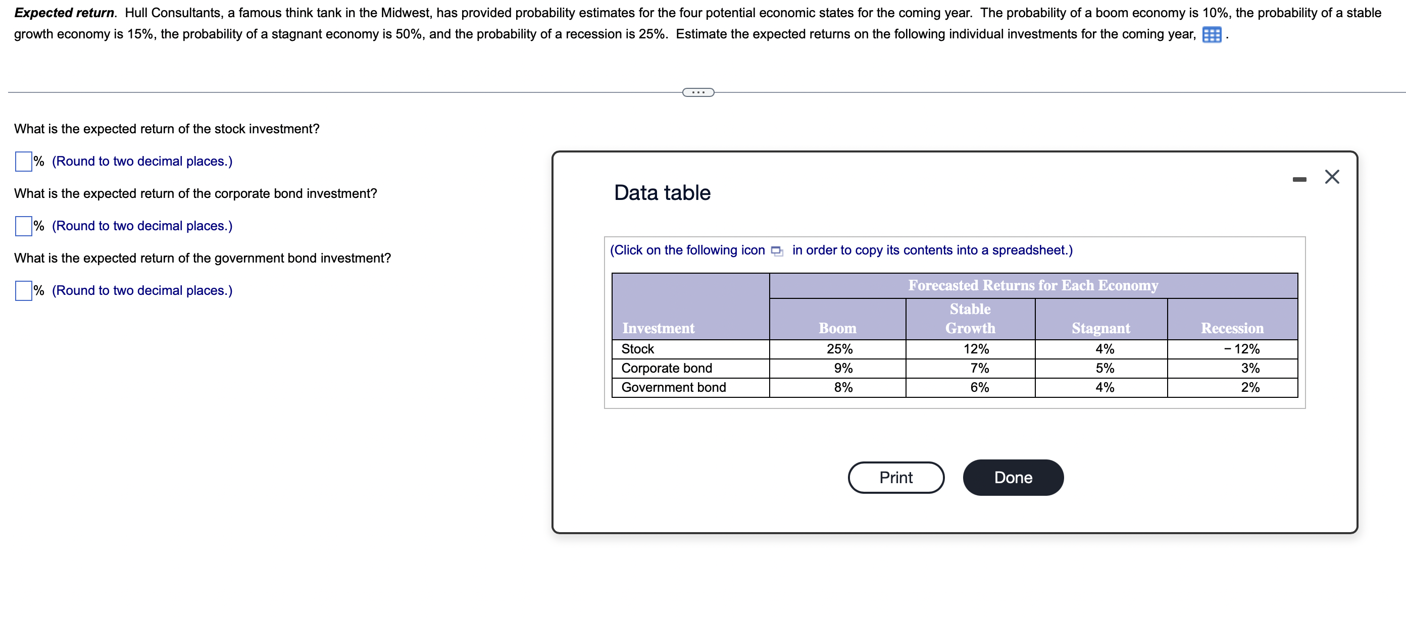Solved Expected return. Hull ﻿Consultants, a famous think | Chegg.com