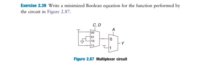 Solved Exercise 2.39 Write a minimized Boolean equation for | Chegg.com