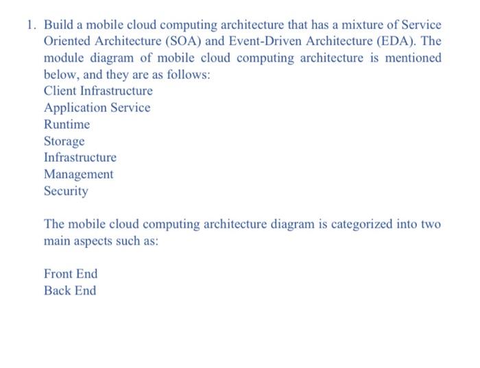 Solved 1 Build A Mobile Cloud Computing Architecture That