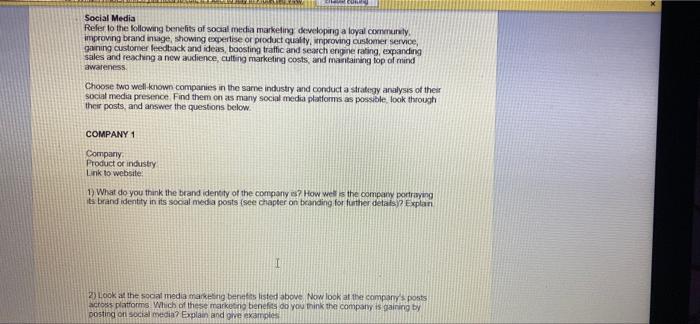 Solved Social Media Refer to the following benefits of | Chegg.com