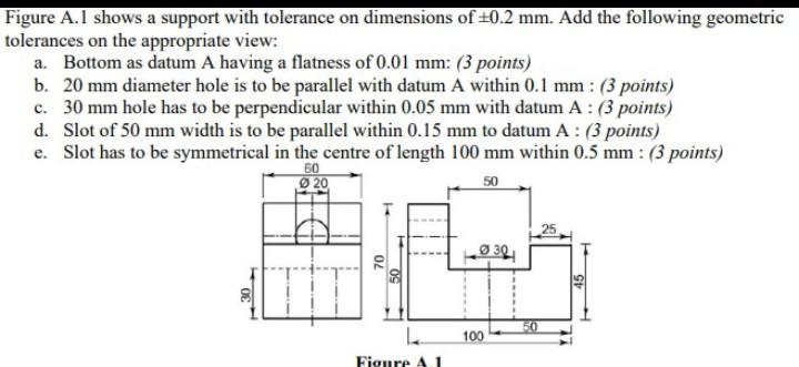 Solved Figure A.1 shows a support with tolerance on | Chegg.com